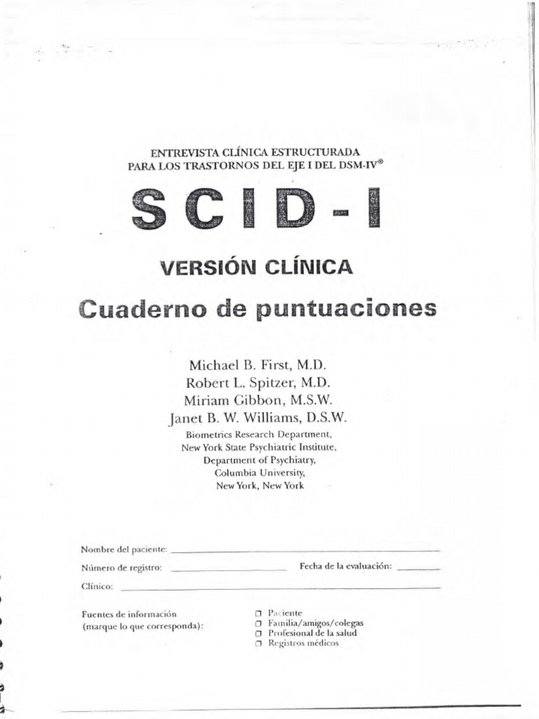 SCID-I Cuaderno de Puntuaciones | PDF