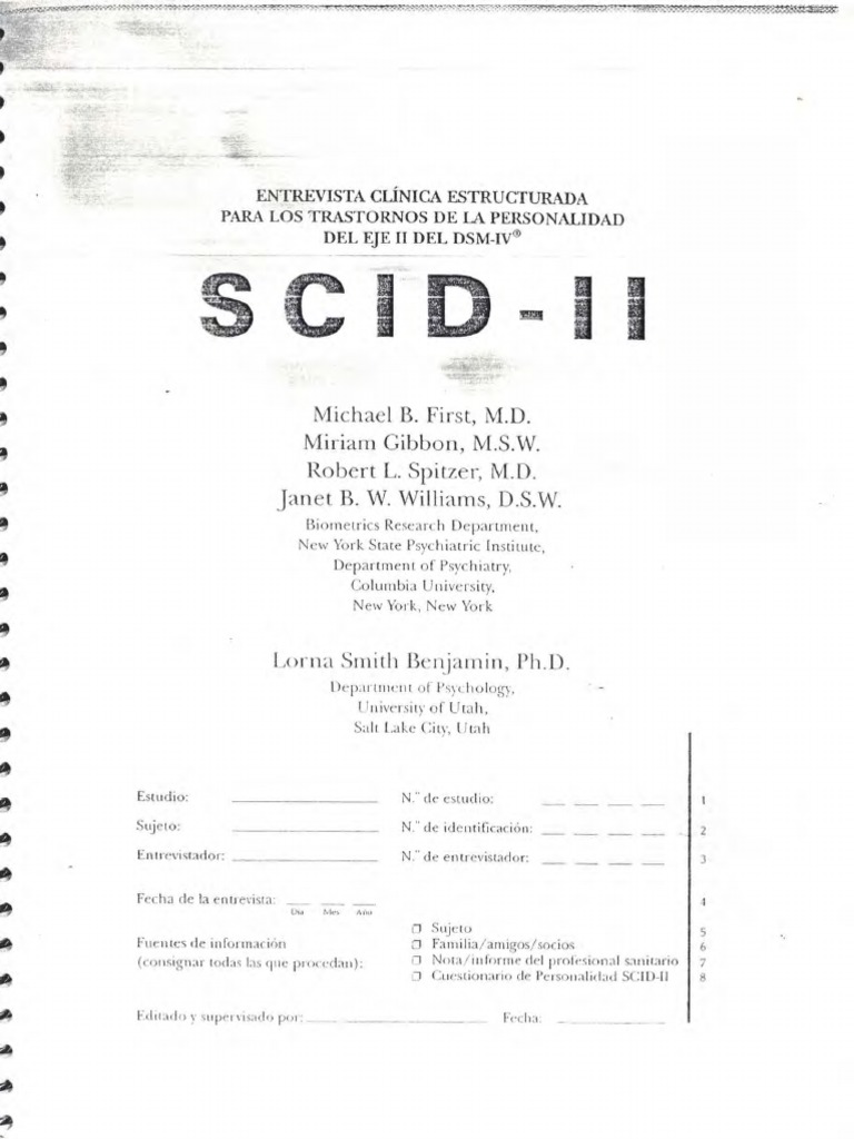 SCID-II - Trastornos de Personalidad | PDF