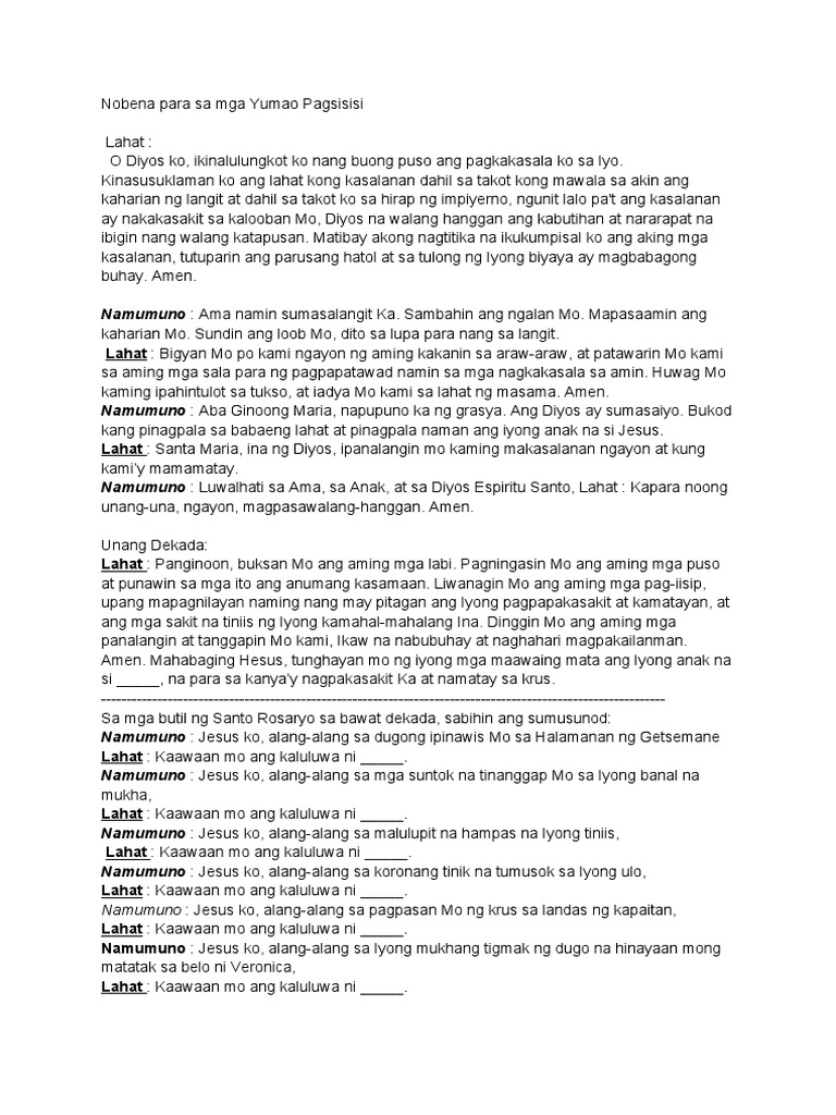 Nobena para Sa Mga Yumao | PDF