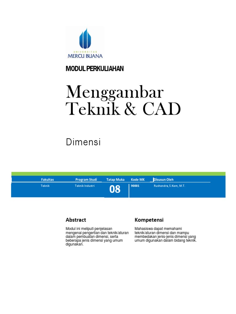 Menggambar Teknik & CAD: Dimensi | PDF