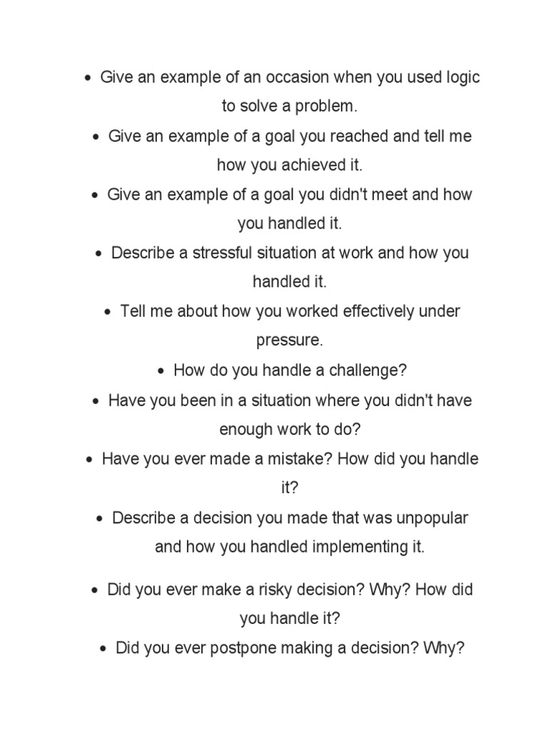 Behavioral Interview Question Examples | PDF