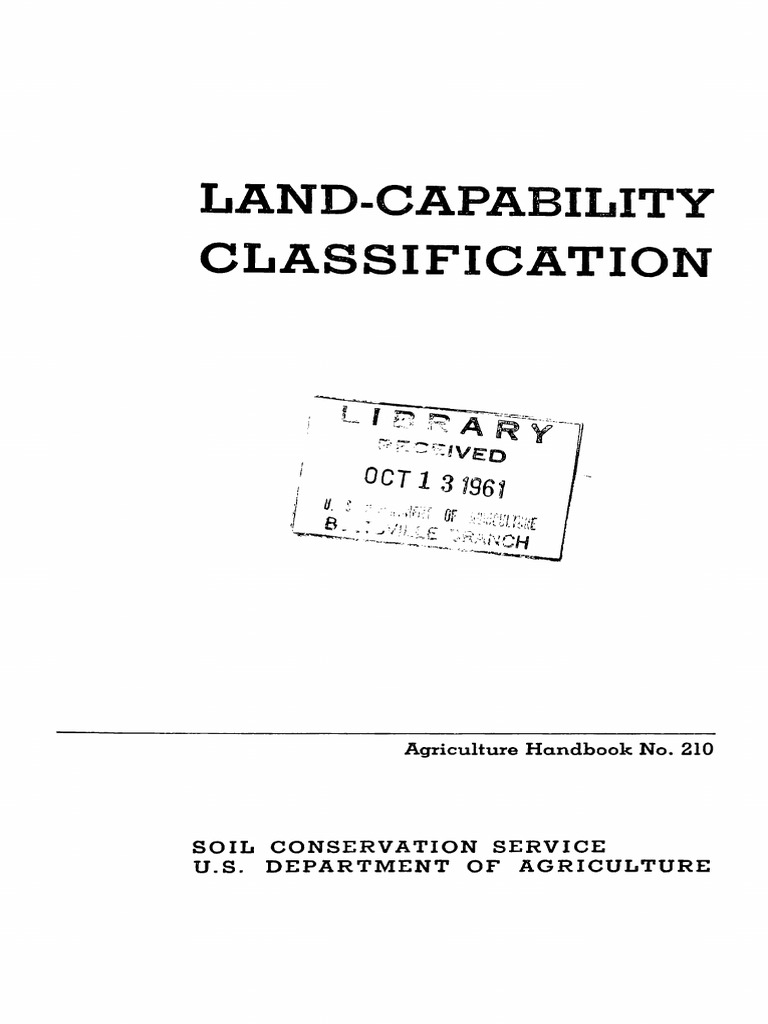 Land-Capability Classification: Agriculture Handbook No. 210 | PDF | Tillage | Soil