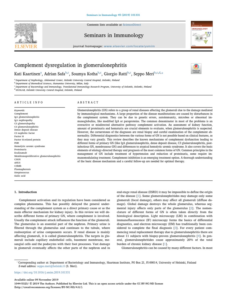 Glomerulonefritis Complemento | PDF | Complement System | Immunology