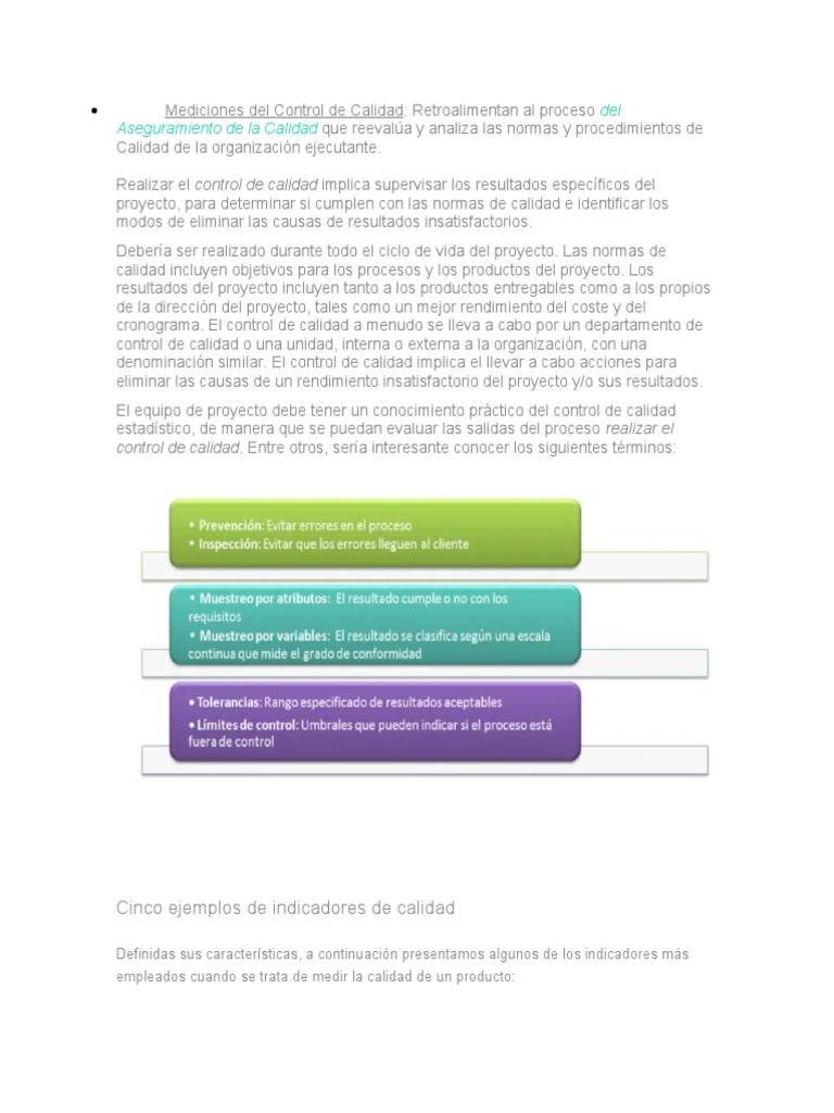 Mediciones Del Control de Calidad | PDF | Calidad (comercial ...