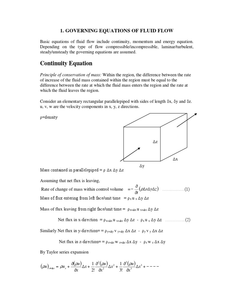 Fluid Flow Equations | PDF | Fluid Dynamics | Force