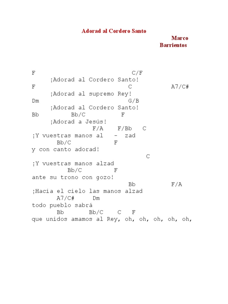 Adorad Al Cordero Santo | PDF