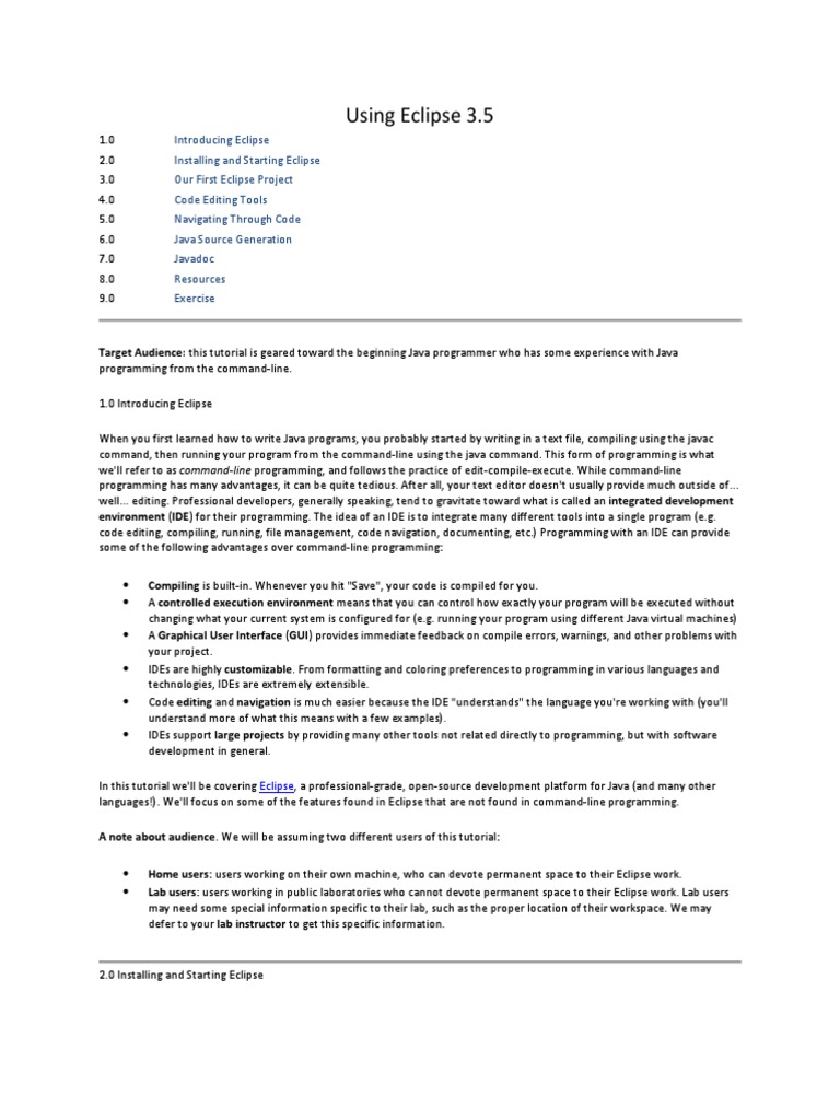 Eclipse Tutorial | PDF | Method (Computer Programming) | Integrated ...