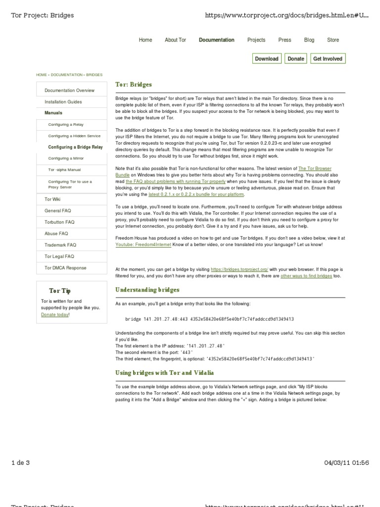 Tor Project: Bridges | PDF | Tor (Anonymity Network) | Proxy Server