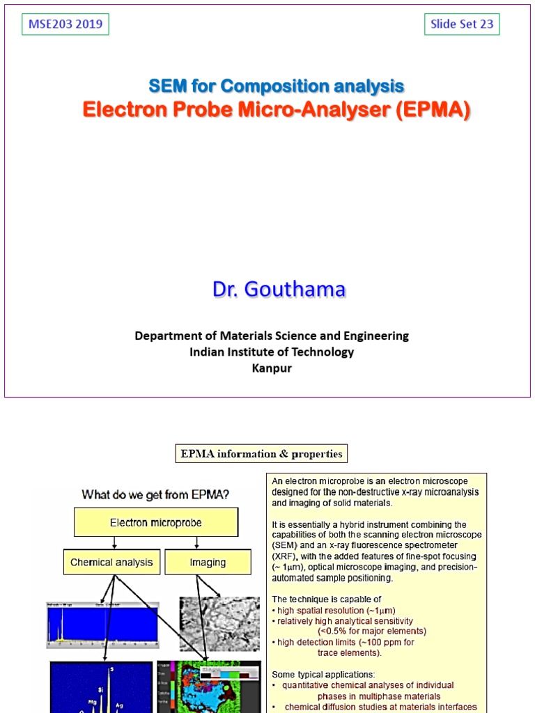 Electron Probe Micro-Analyser (EPMA) : Dr. Gouthama | PDF | Scanning ...
