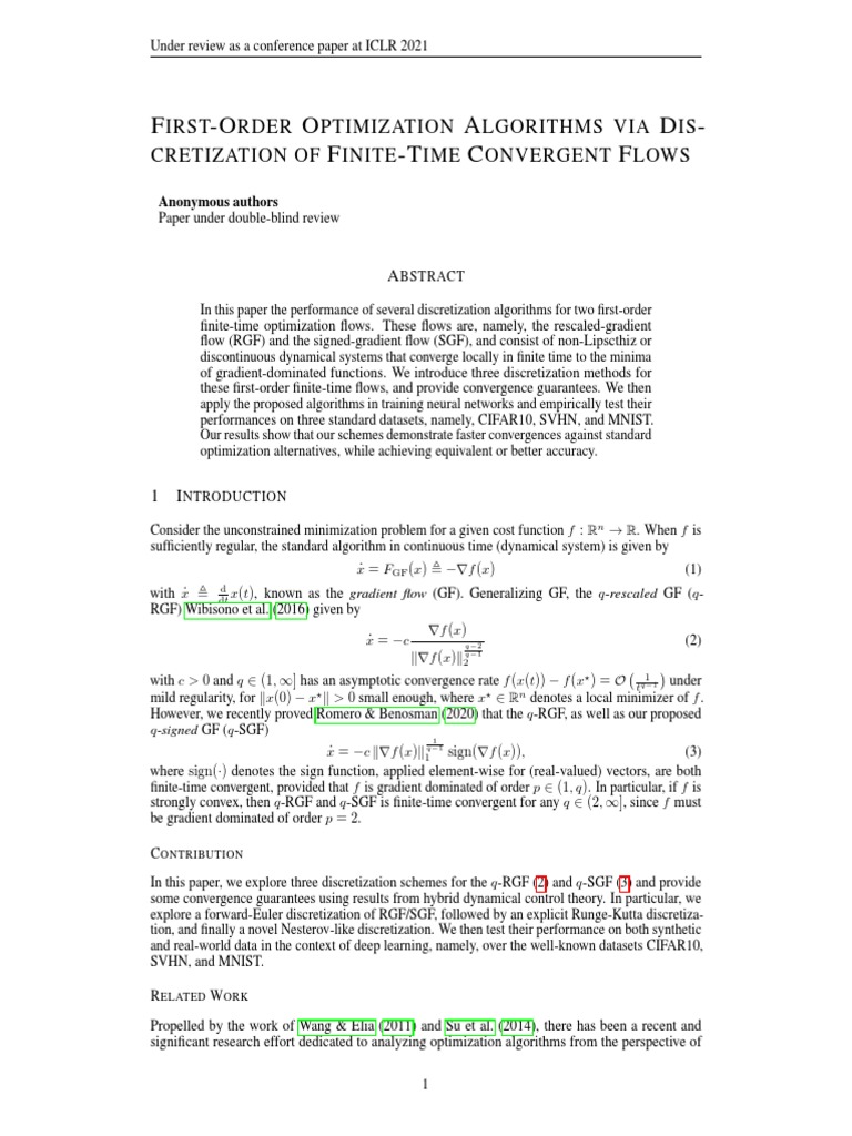 First Order Optimization Algorithms Via Discretization Of Finite Time Convergent Flows Pdf