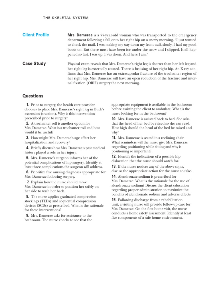 Hip Fracture Case Study: Mrs. Damerae | PDF | Surgery | Nursing