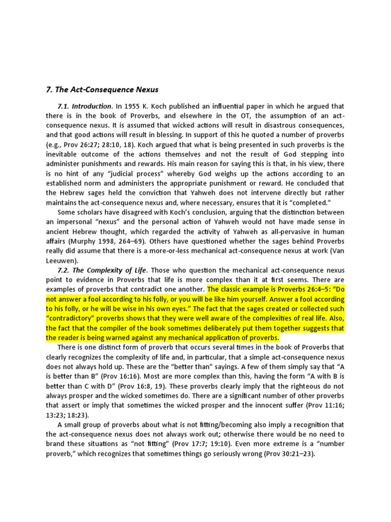 The Act-Consequence Nexus | PDF | Book Of Proverbs | Ecclesiastes