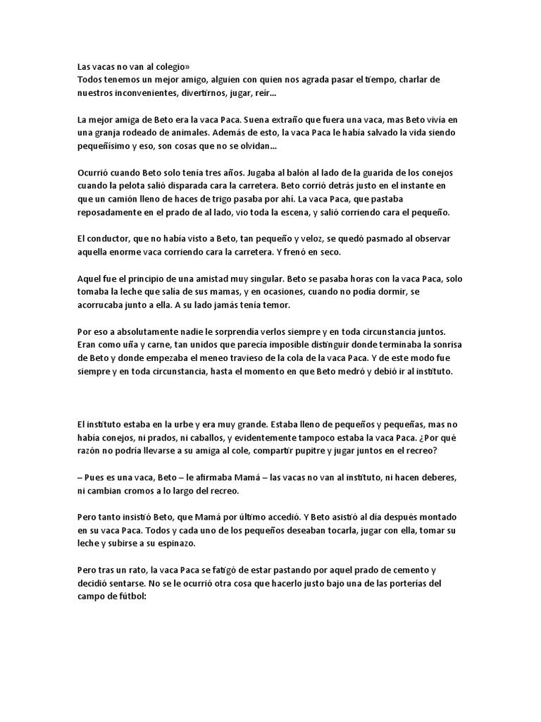 La vaca Paca y su día en el cole | PDF | Vacas