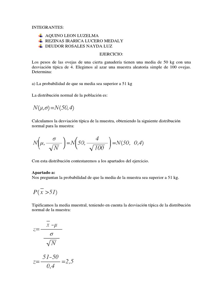 Ejercicio Grupal Estadistica | PDF