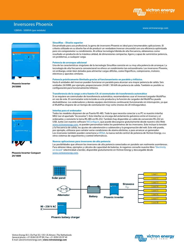 Datasheet Phoenix Inverter 1200VA 5000VA ES | PDF | Inversor de energia ...