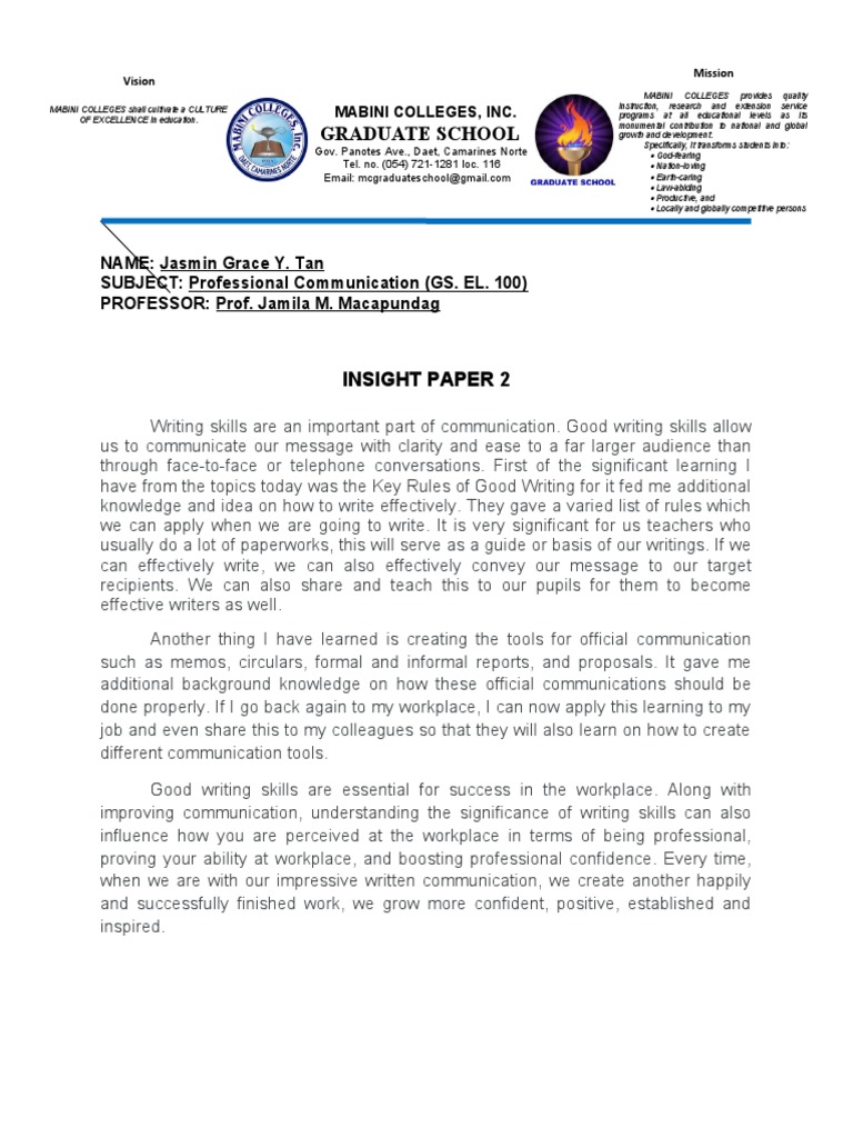 Insight Paper 2 | PDF | Applied Psychology | Communication