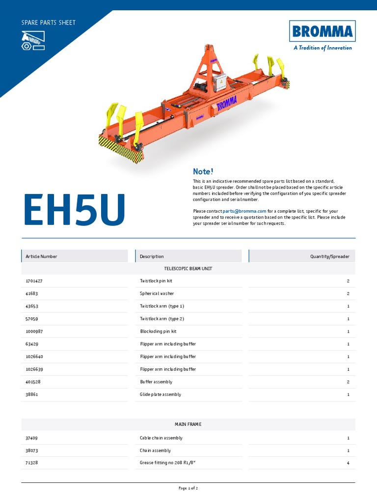Spare Parts Sheet EH5U 20171026 | PDF | Mechanical Engineering | Machines