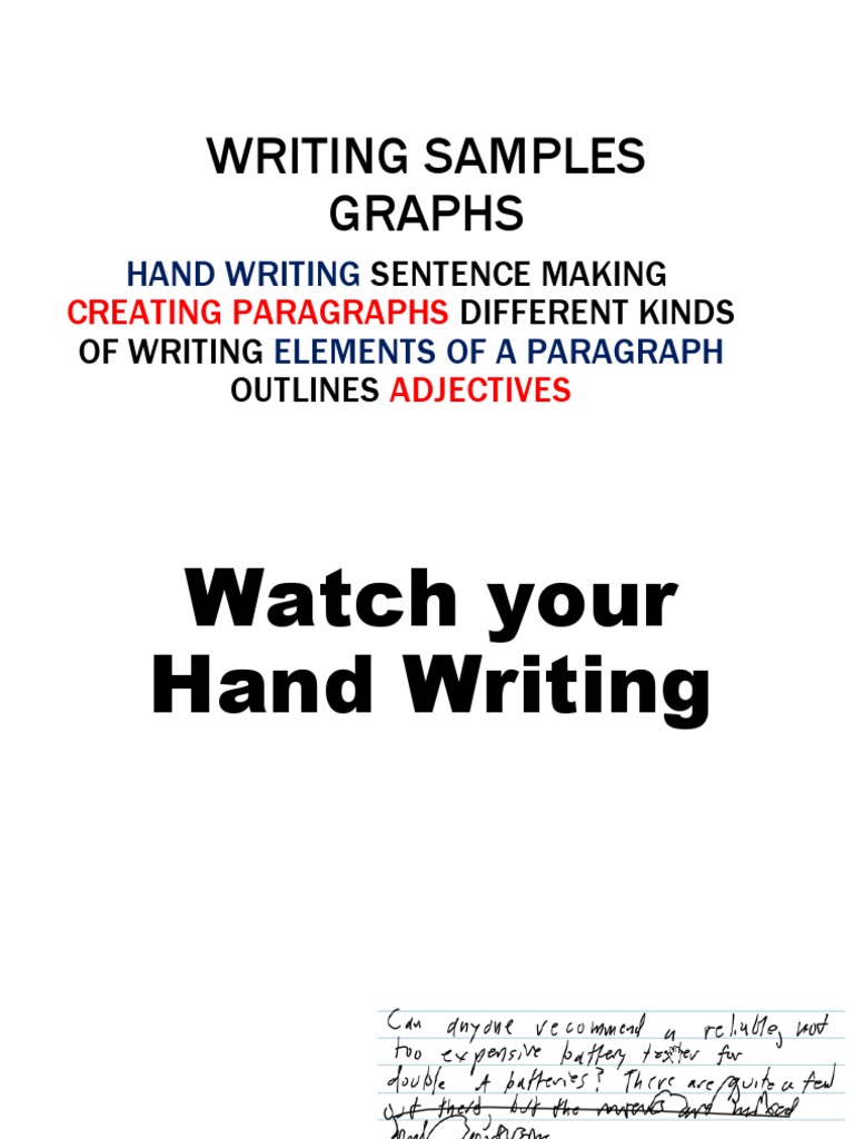 Writing Samples Graphs: Hand Writing Elements of A Paragraph | PDF ...