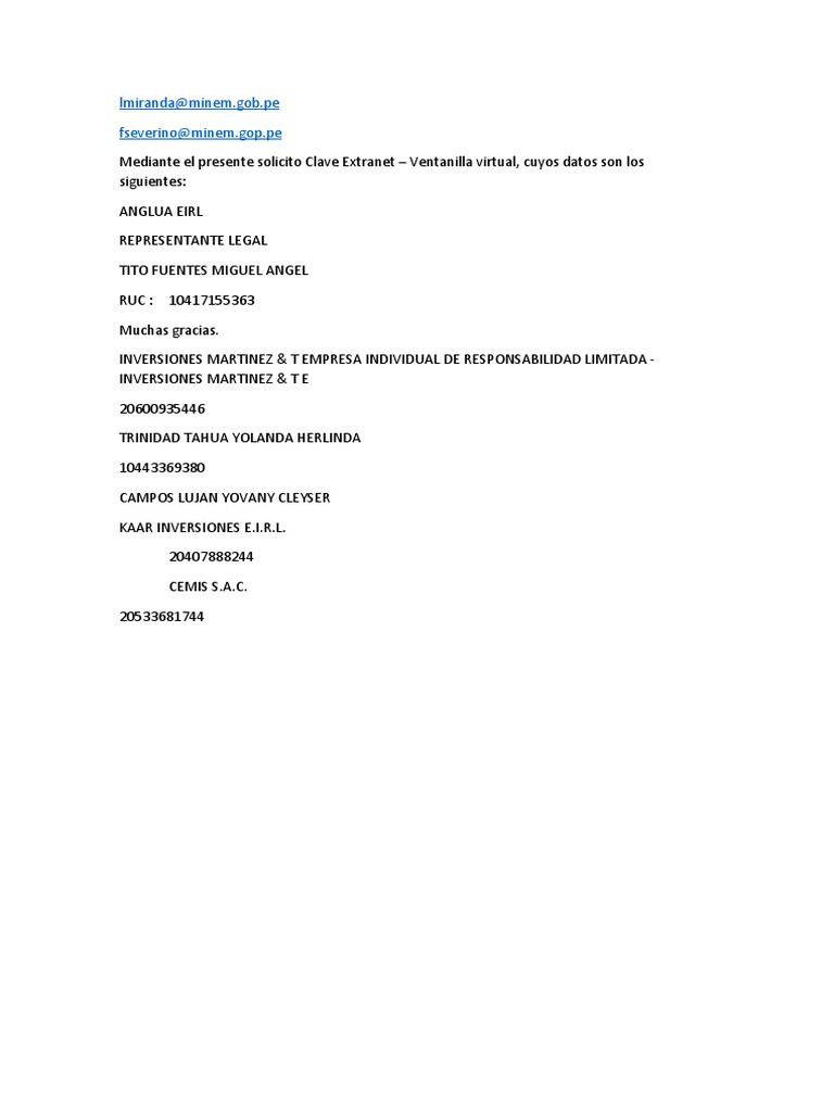 Solicitud de Clave | PDF