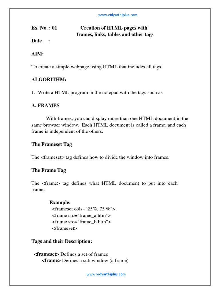 WEB TECH Lab Manual | PDF | Html Element | Hyperlink