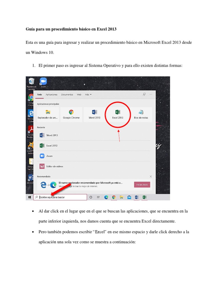 Guía para Un Procedimiento Básico en Excel | PDF | Microsoft Excel | Archivo de computadora