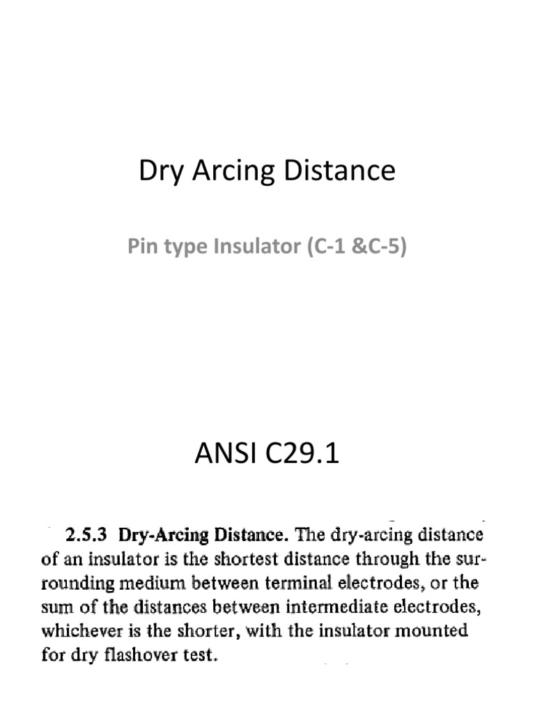 Dry Arcing Distance: Pin Type Insulator (C-1 &C-5) | PDF