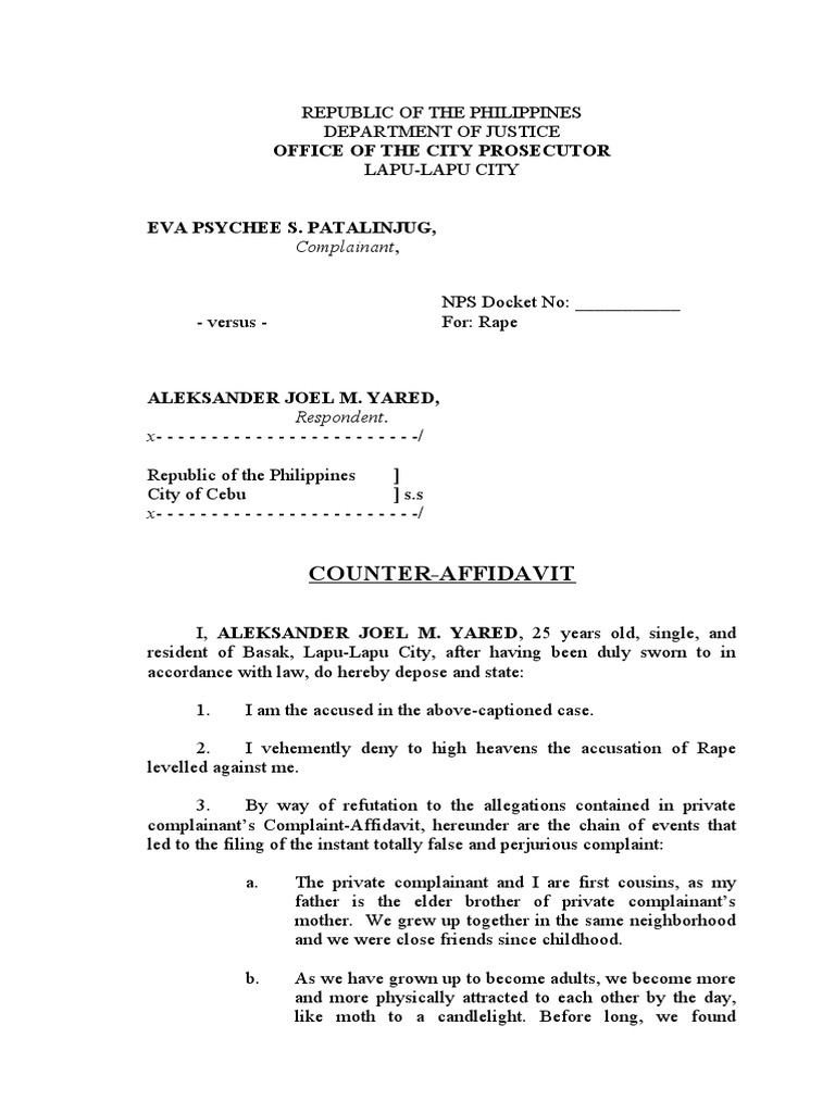 Counter-Affidavit: Office of The City Prosecutor | PDF | Affidavit