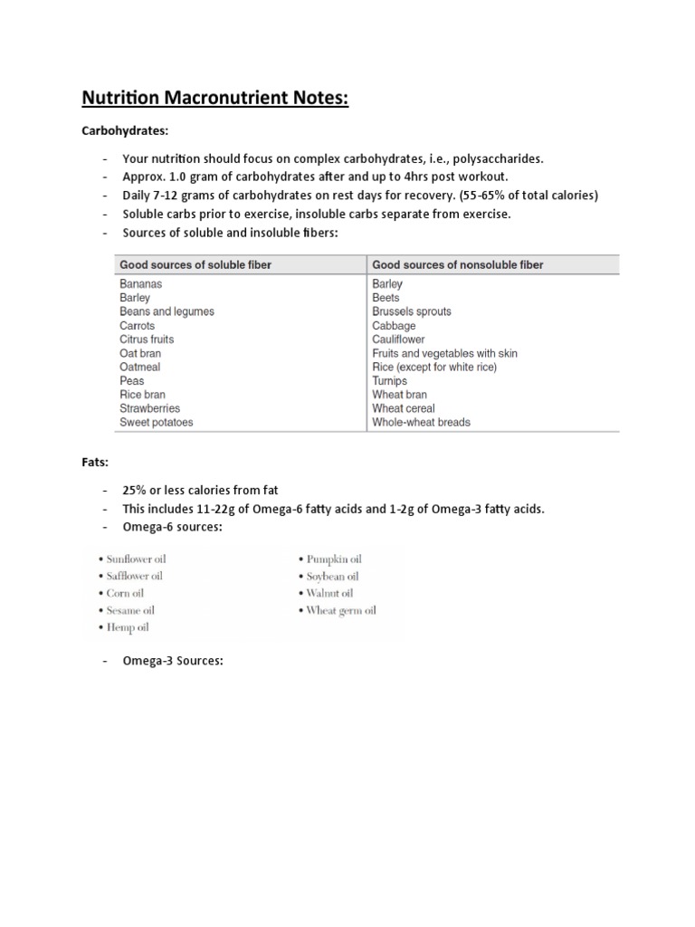 Nutrition Macronutrient Notes | PDF