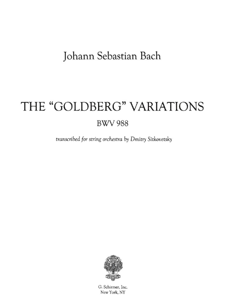 Bach - Goldberg Variations | PDF