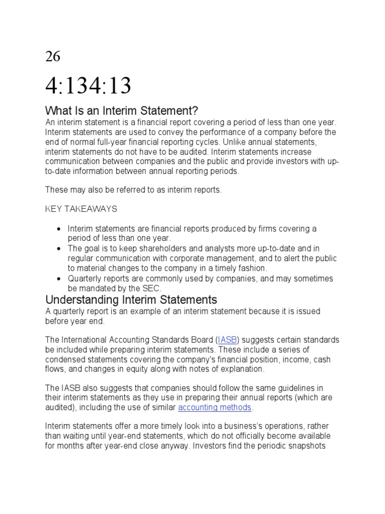 What Is An Interim Statement?: Key Takeaways | PDF | Financial ...