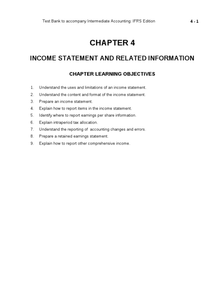 Kieso IFRS TestBank Ch04 | PDF | Income Statement | Revenue