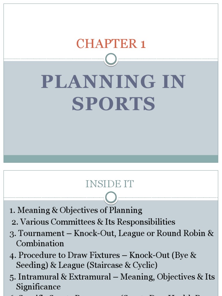 Unit 1 Planning in Sports | PDF | Tournament | Sports