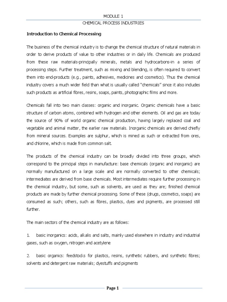 1 - Introduction To Chemical Process Industries | PDF | Chemical ...