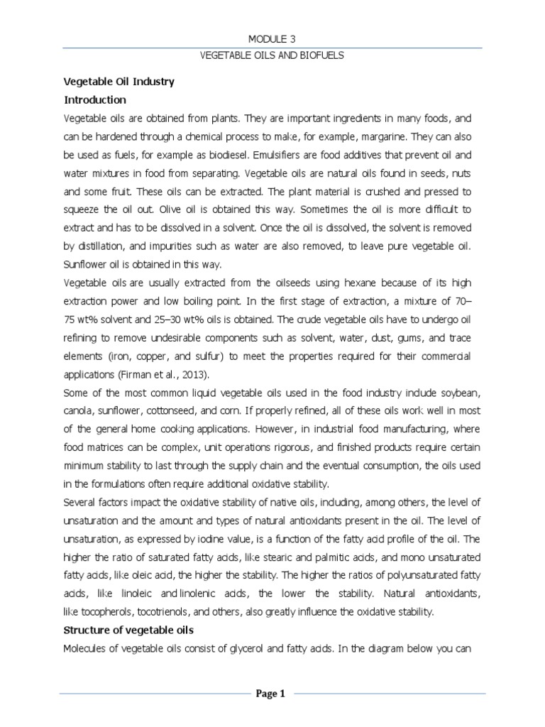 3 - Vegetable Oil and Biofuels | PDF | Biofuel | Vegetable Oil