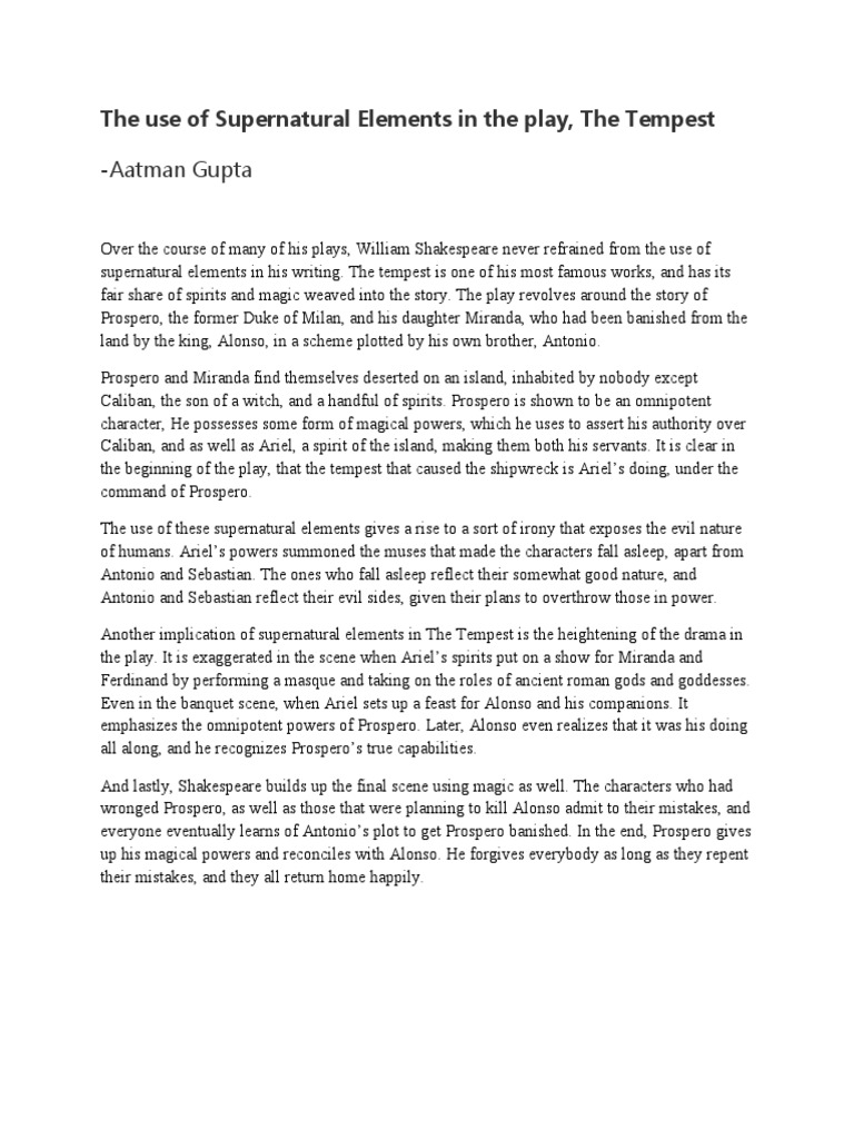 Supernatural Elements in The Tempest | PDF