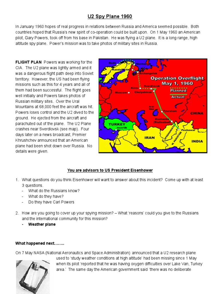 U2 Spy Plane 1960: FLIGHT PLAN Powers Was Working For The | PDF ...