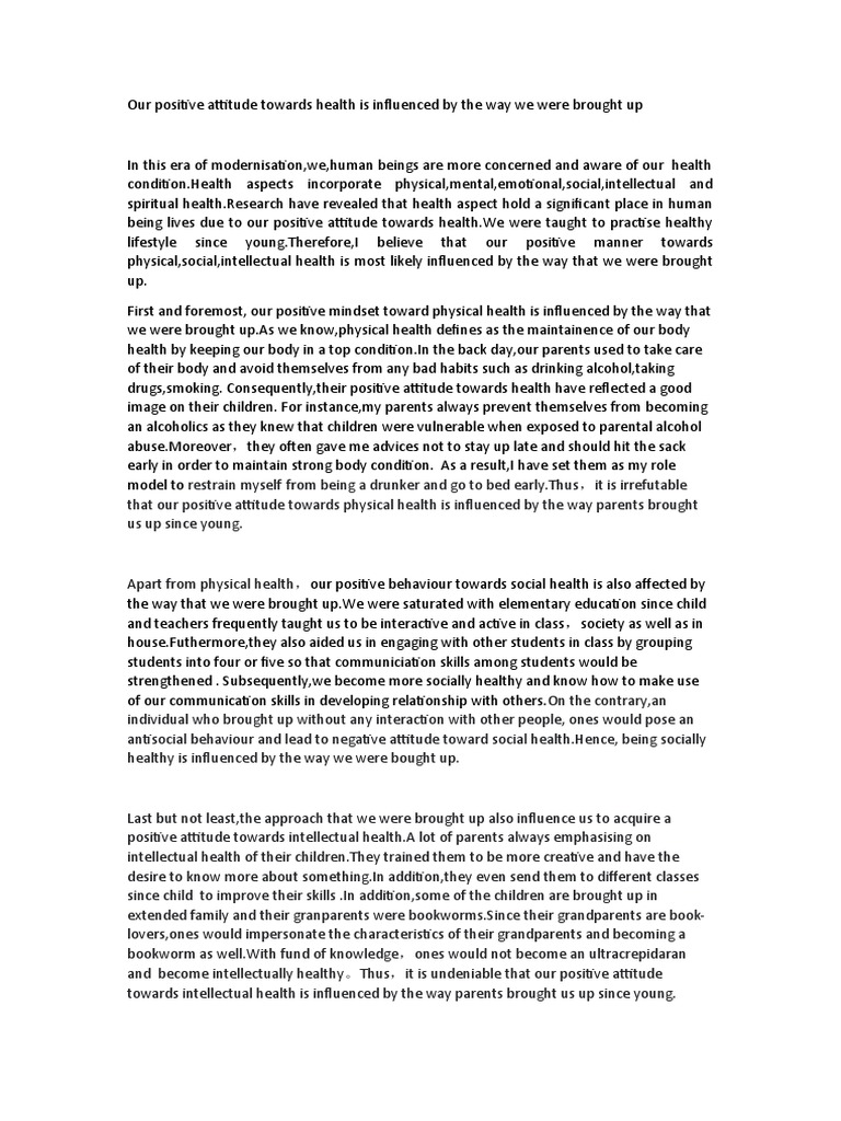 Influence of Upbringing on Health Attitude | PDF | Attitude (Psychology ...