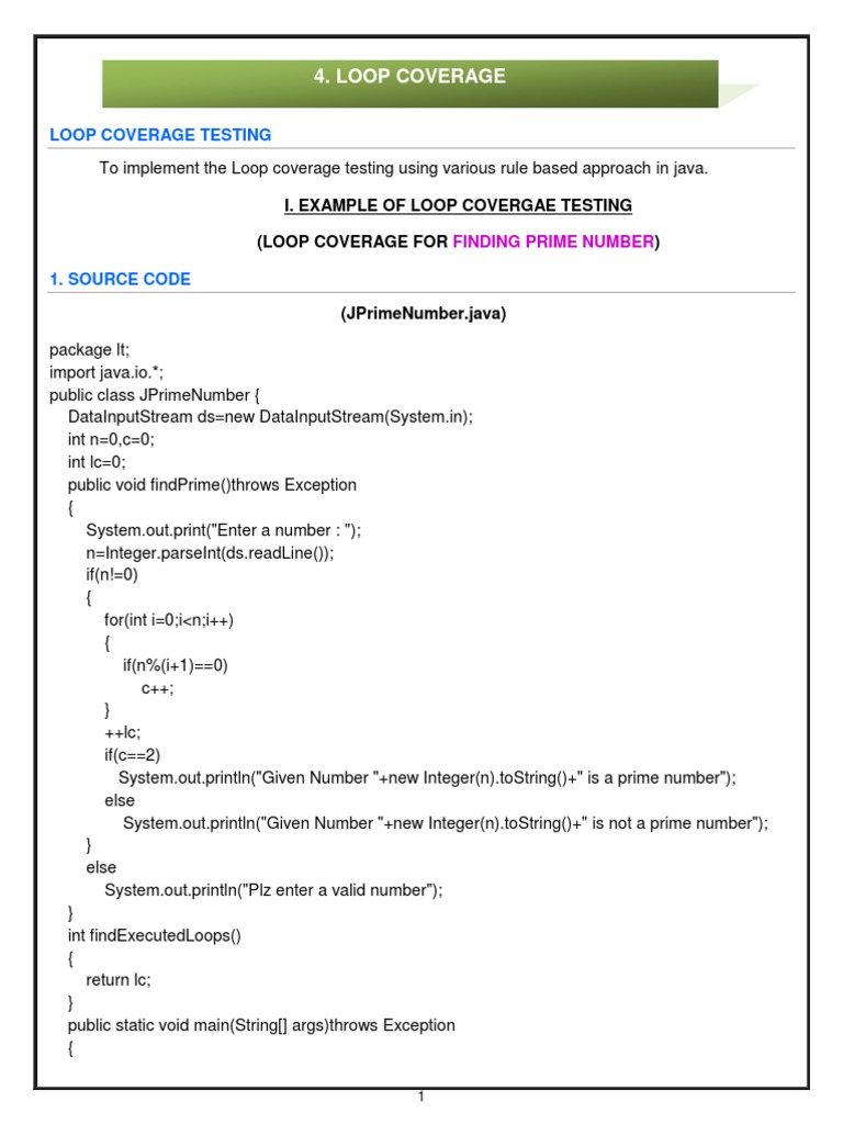 Loop Coverage: I. Example of Loop Covergae Testing (Loop Coverage For ...