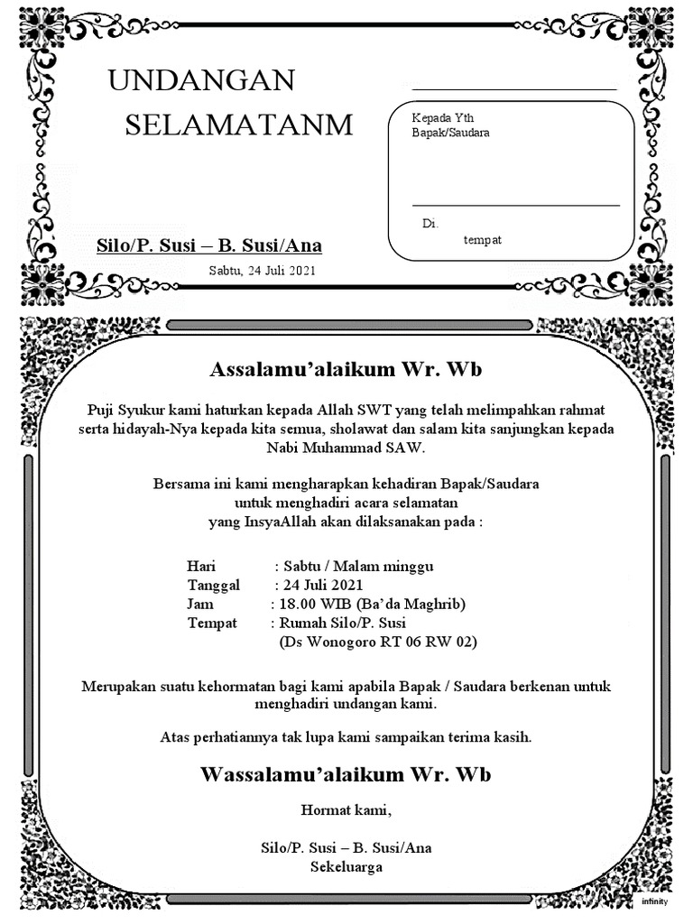 Undangan Selamatan Rumah Baru | PDF