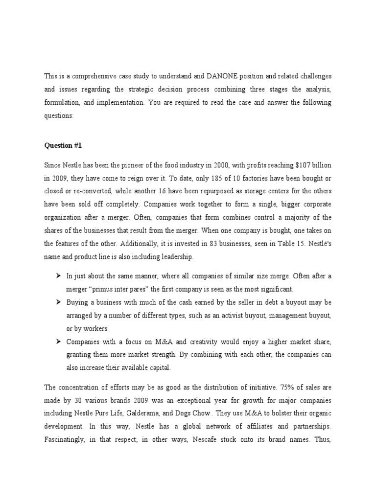 Nestle Case Study 1 | PDF | Nestlé | Mergers And Acquisitions