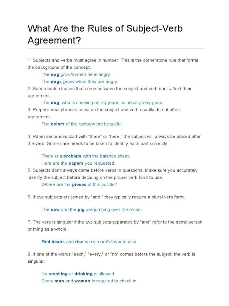 Agreement Rules in English Grammar | PDF | Plural | Grammatical Number