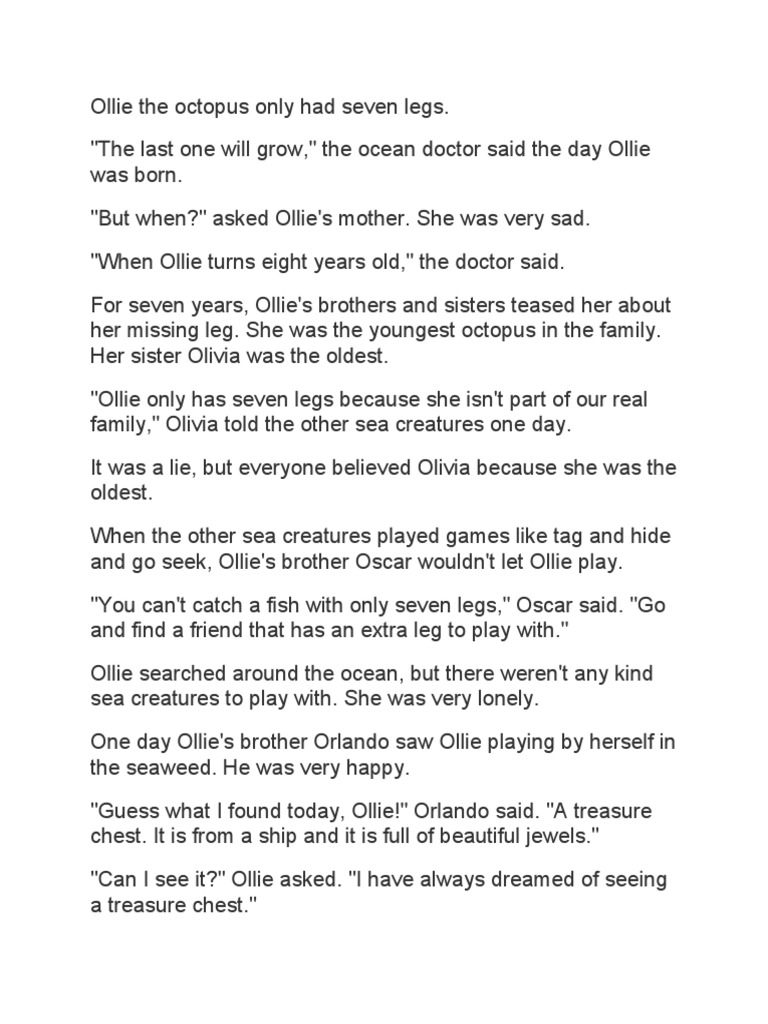 Ollie The Octopus Only Had Seven Legs | PDF