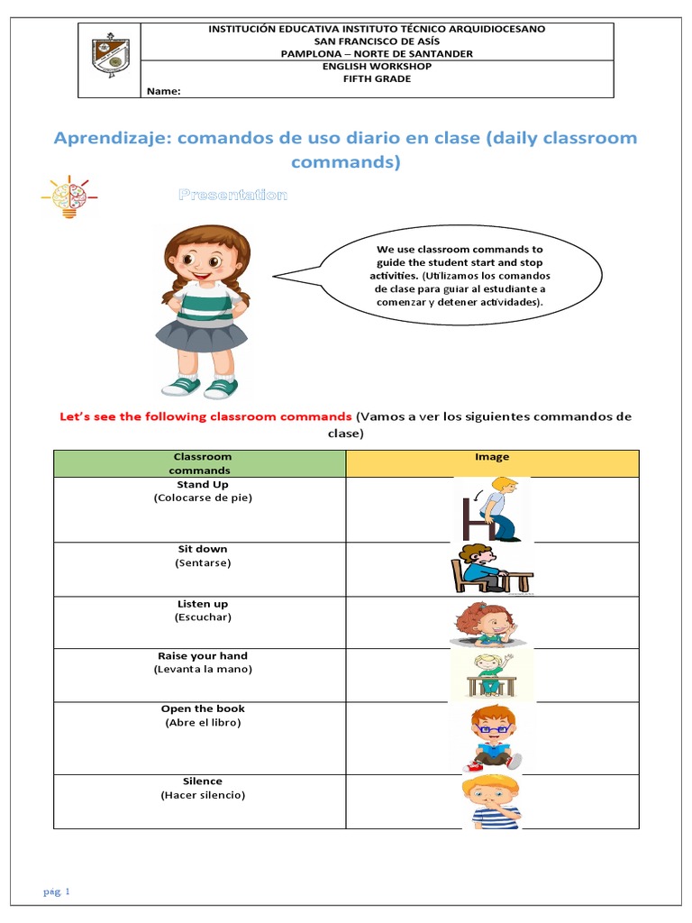 Comandos de Clase en Inglés y Español | PDF