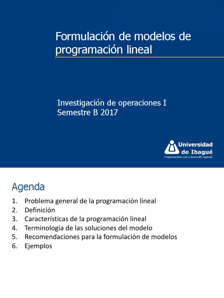 Clase 03 IO Formulación de Modelos de Programación Lineal | Descargar ...