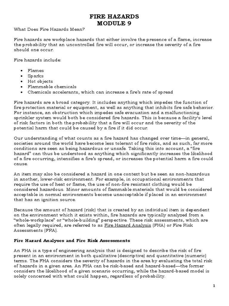 Fire Hazards: Fire Hazard Analyses and Fire Risk Assessments | PDF ...