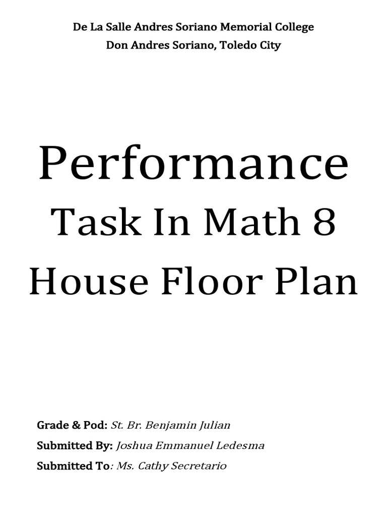 Performance: Task in Math 8 House Floor Plan | PDF | Area | Length