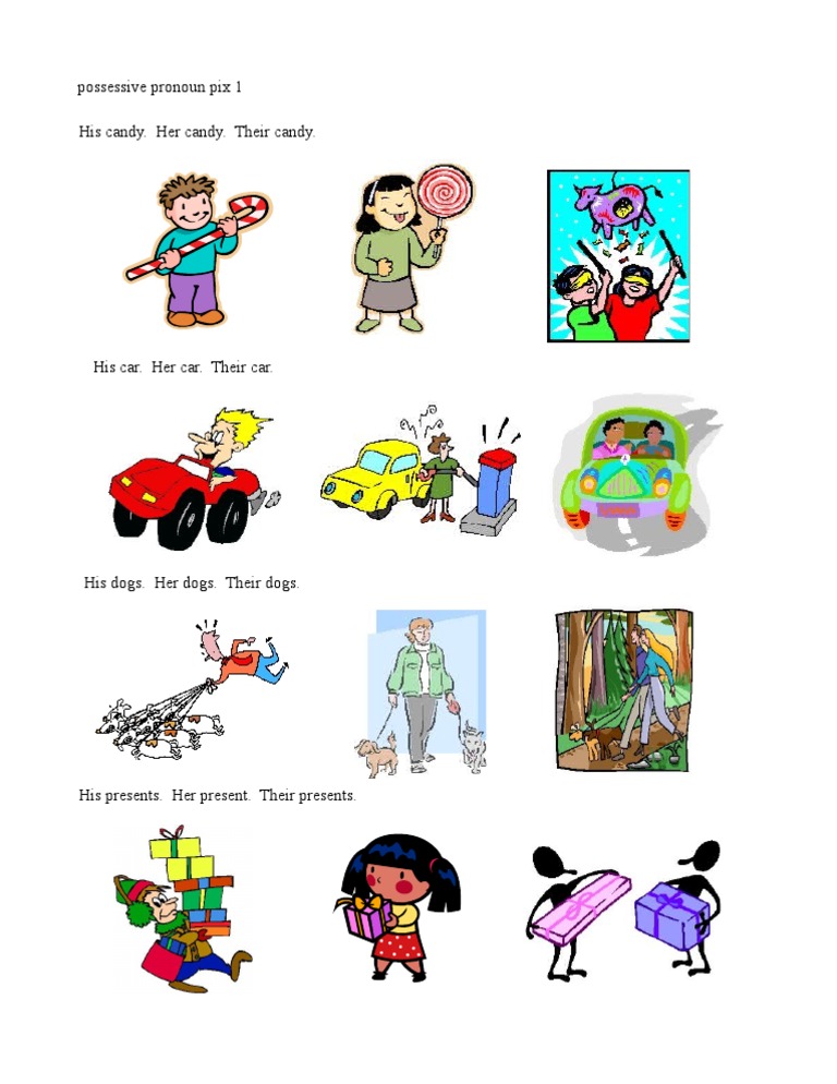 Possessive Pronouns Illustrated | PDF | Linguistic Morphology | Grammar