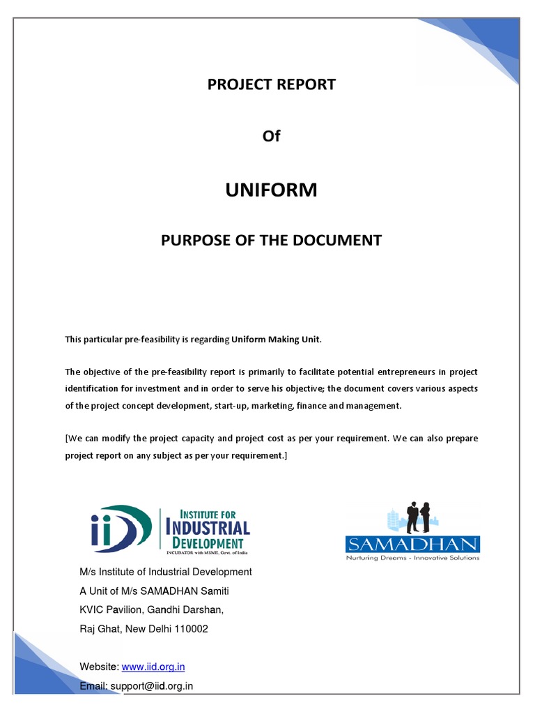 School Uniform Manufacturing Project Report | PDF | Textiles | Clothing