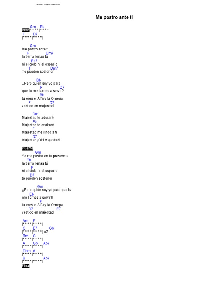 Me Postro Ante Ti Acordes | PDF
