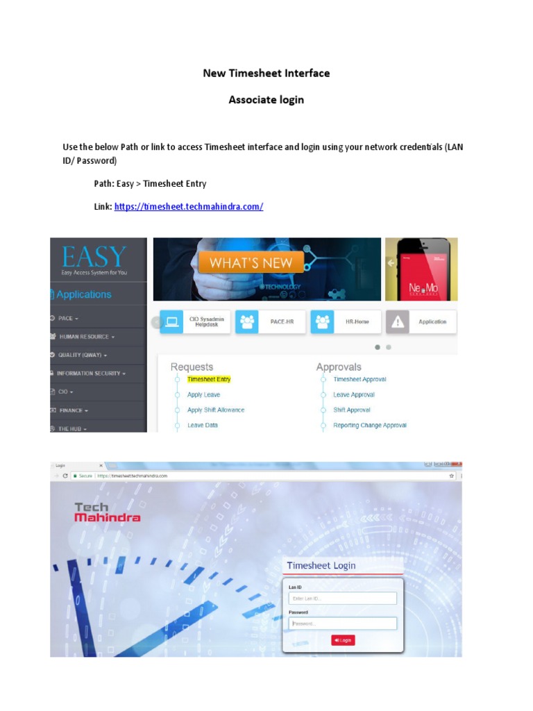 Timesheet Interface Login Guide | PDF